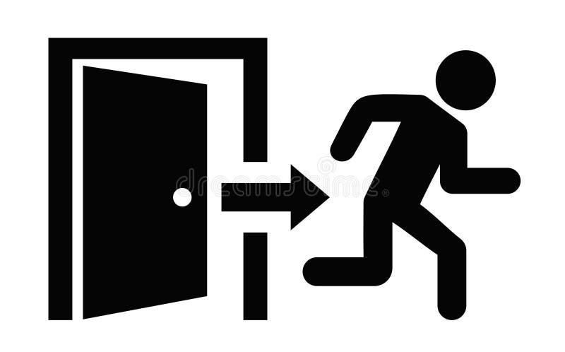 Exit Door Pictogram, Escape Vector Sign Stock Vector - Illustration of ...