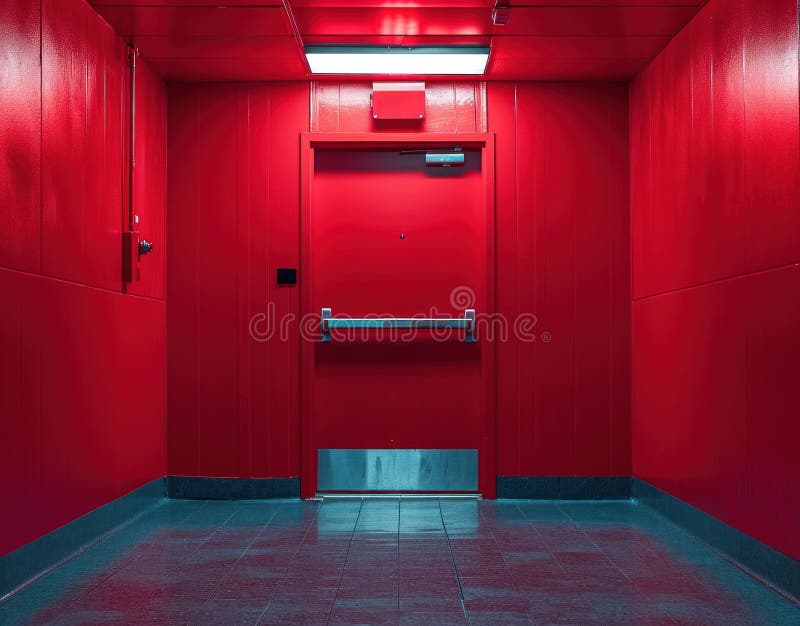 An Exit Door with Red Letters on it Stock Photo - Image of neon, design ...