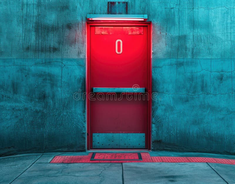 An Exit Door with Red Letters on it Stock Photo - Image of technology ...
