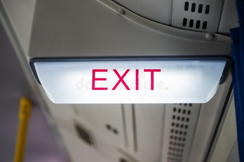 Exit Door Sign,Emergency Exit Sign Symbol with Red Arrow on the Bus ...