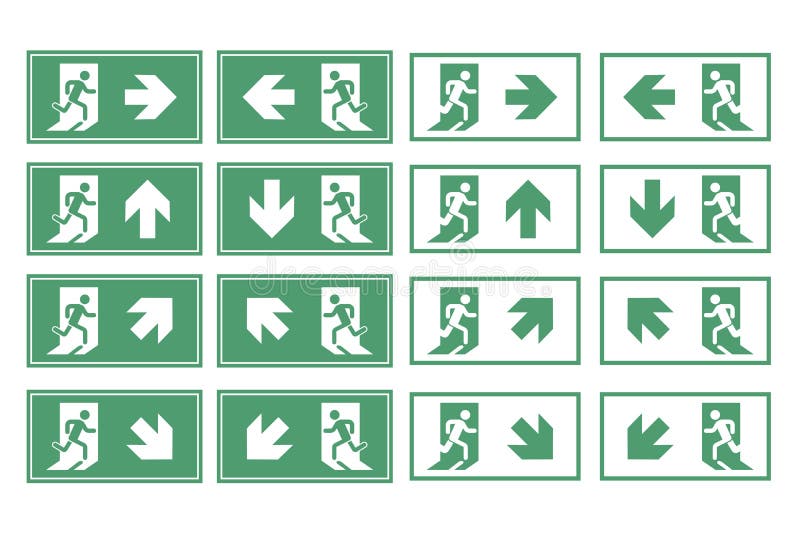 Emergency Fire Exit Sign Set, Exit Door Label Stock Vector ...