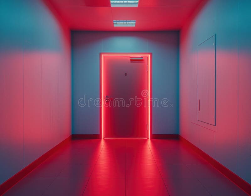 Exit Door and White Walls Inside a Room Stock Illustration ...