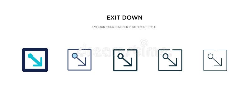 Exit Down Icon in Different Style Vector Illustration. Two Colored and ...