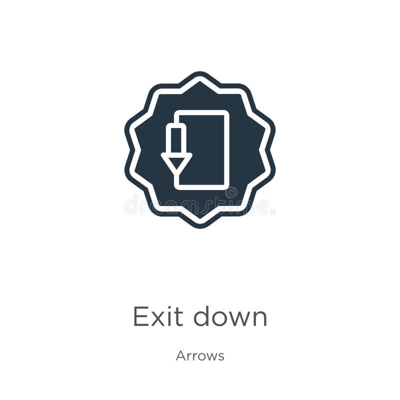 Exit Down Icon Vector. Trendy Flat Exit Down Icon from Arrows ...