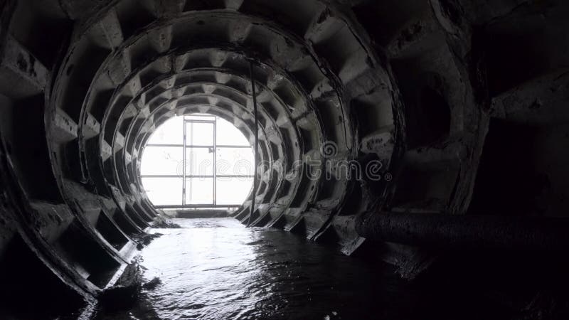 Exit from the Drainage Sewage Tunnel. Stock Footage - Video of travel, ruin: 213973554