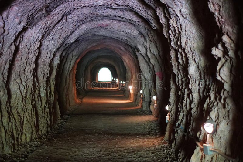 Exit, End, Light at the End of the Tunnel Concept. Long Tunnel in the ...