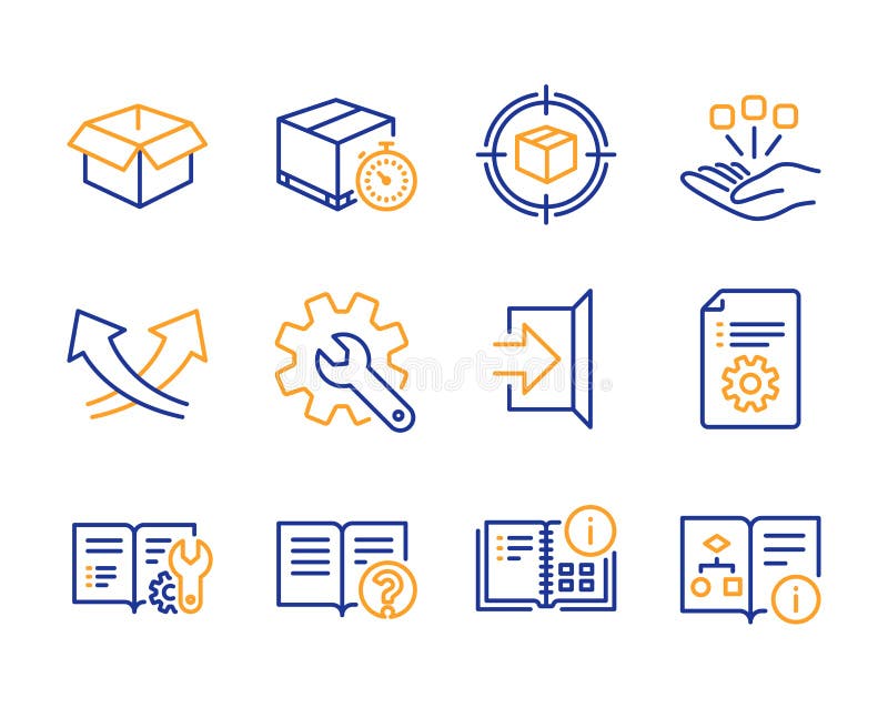 Exit, Engineering Documentation and Help Icons Set. Vector Stock Vector - Illustration of hand ...