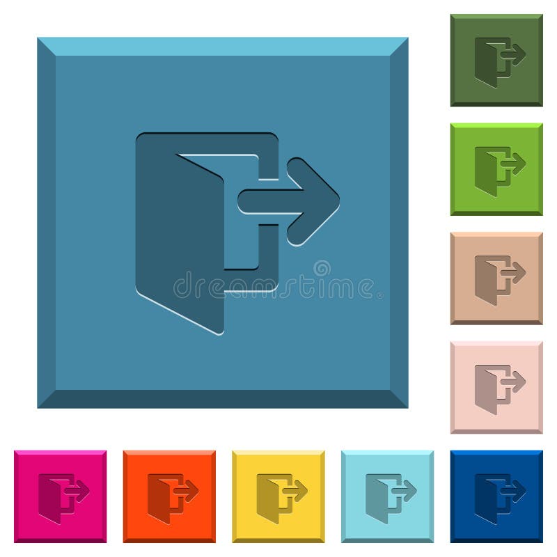 Exit Engraved Icons on Edged Square Buttons Stock Vector - Illustration ...