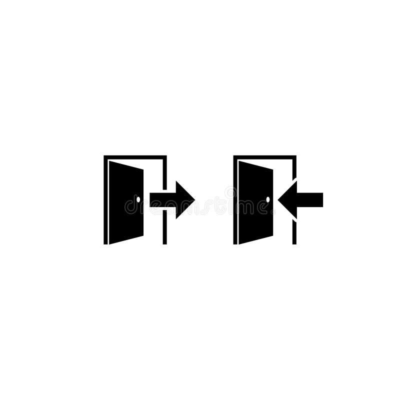 Exit and Enter Door with Arrow Symbol Isolated on White Background ...
