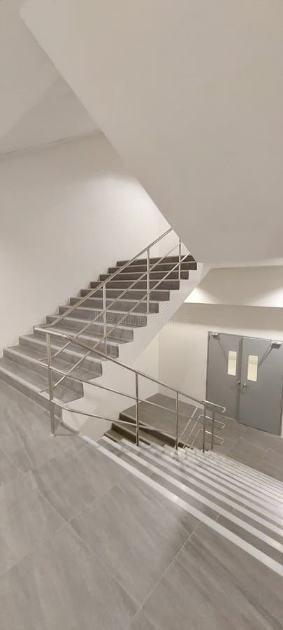 Exit Fire Cement Staircase Walk Way Landing Up or Down in Building ...
