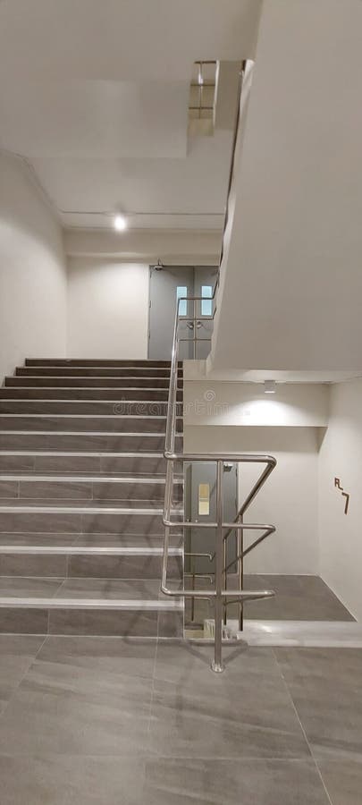 Exit Fire Cement Staircase Walk Way Landing Up or Down in Building ...