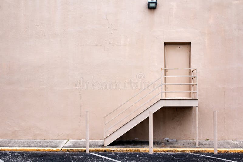 Exit Fire Escape on Pink Wall Stock Photo - Image of security, town ...