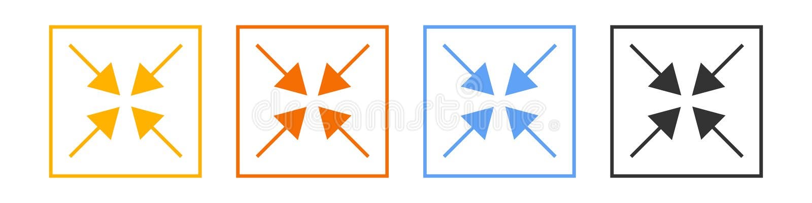 Full Screen Icon. Yellow, Orang, Blue, Black Extend Size Mark Symbol ...