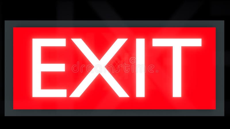 EXIT Glowing Sign in Red and White Stock Illustration - Illustration of ...