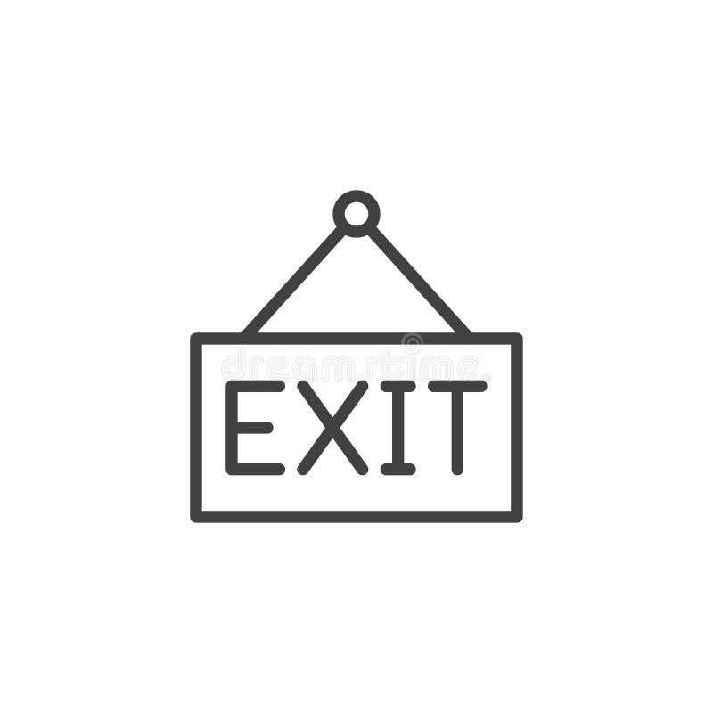 Exit sign outline icon stock vector. Illustration of information ...