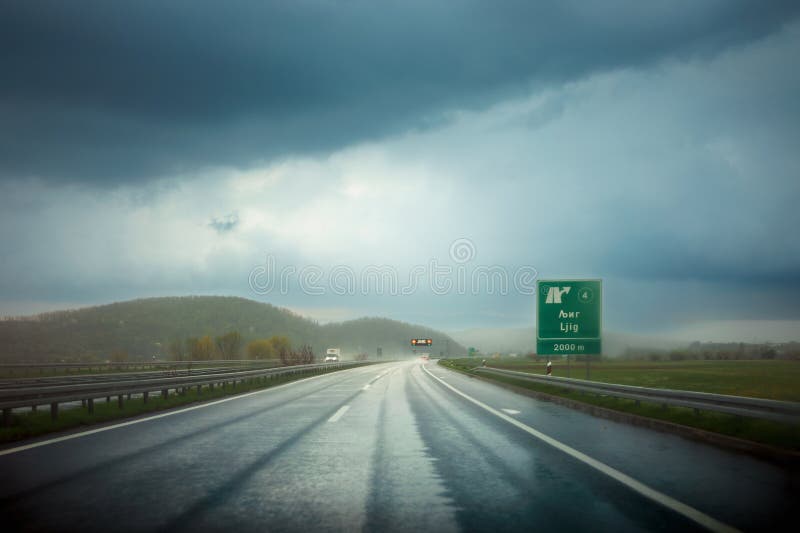 Exit on the Highway To Ljig Editorial Stock Image - Image of conditions ...