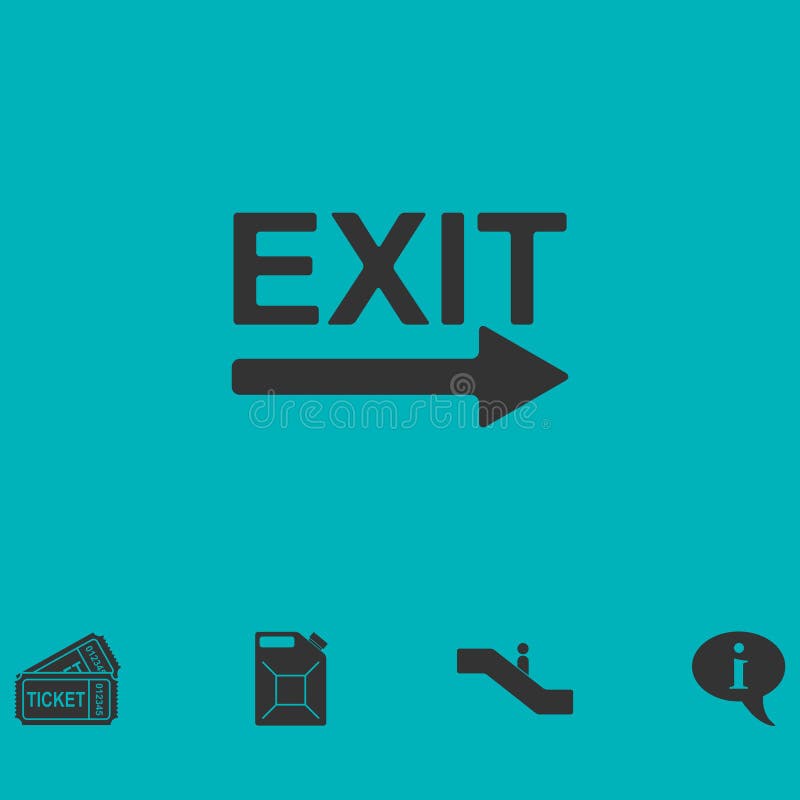 Exit icon flat stock vector. Illustration of internet - 137895487