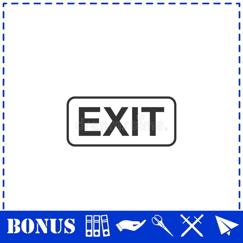 Exit icon flat stock illustration. Illustration of sign - 199379555
