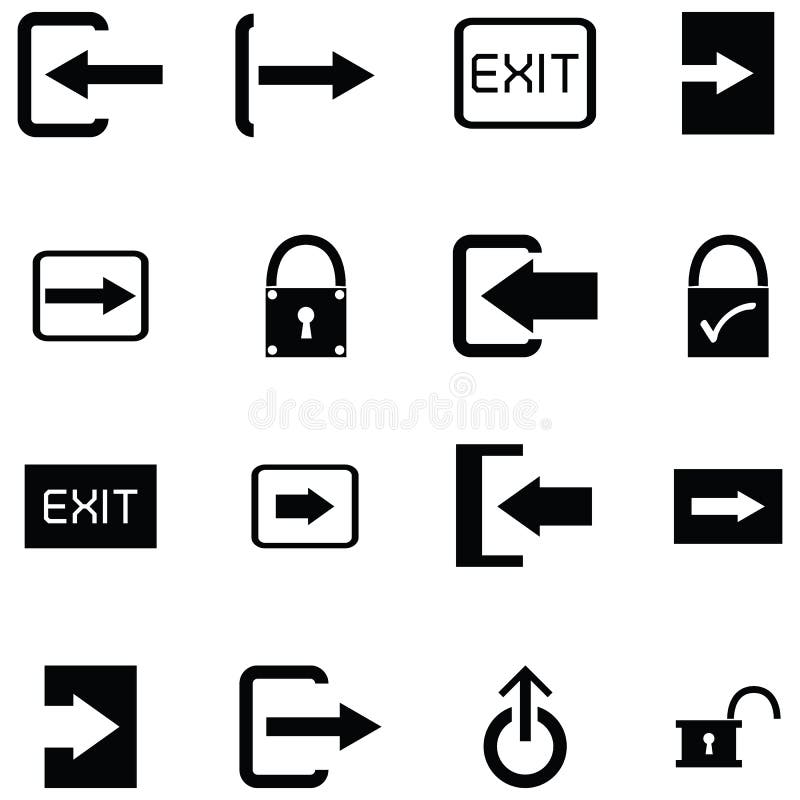 Exit icon set stock vector. Illustration of logout, icon - 107348487