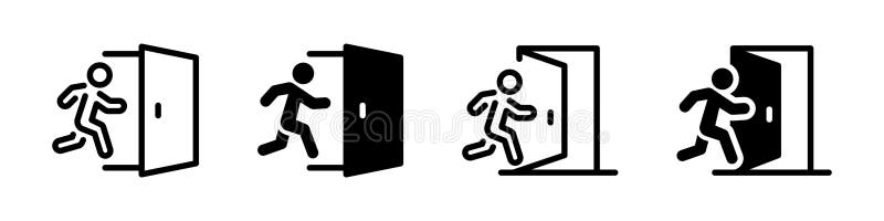 Exit Icons. Evacuation Exit. Escape Icons Stock Vector - Illustration ...