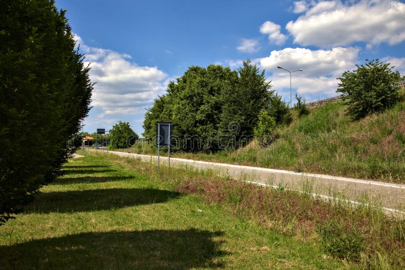 Exit of an Interchange in the Italian Countryside on a Clear Day in ...