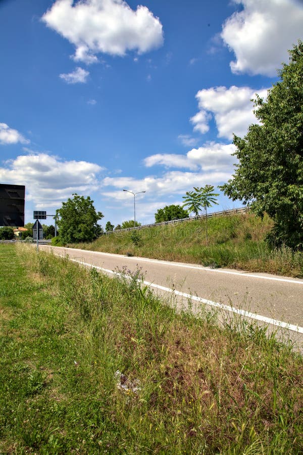 Exit of an Interchange in the Italian Countryside on a Clear Day in ...