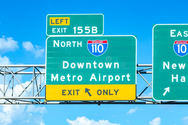 Exit at Interstate 110 Metro Airport and Downtown,exit To Interstate 10 ...