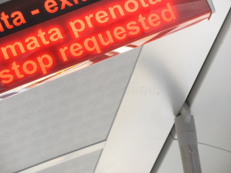 Exit Lamp Indicator and Bus Stop Request Inside a Bus Stock Photo ...