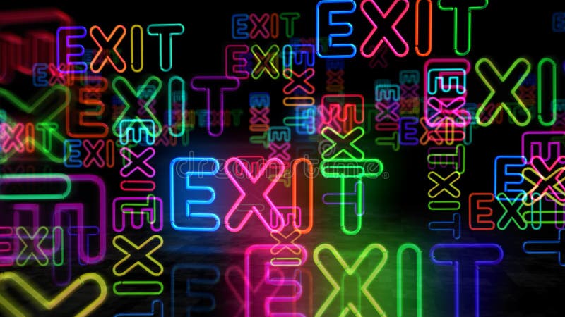 Exit Emergency Escape Neon Light 3d Illustration Stock Illustration ...