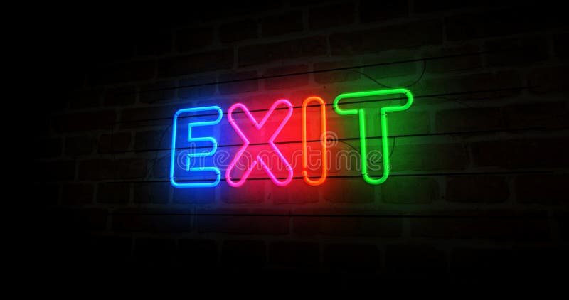 Exit Emergency Escape Neon Light 3d Illustration Stock Illustration ...