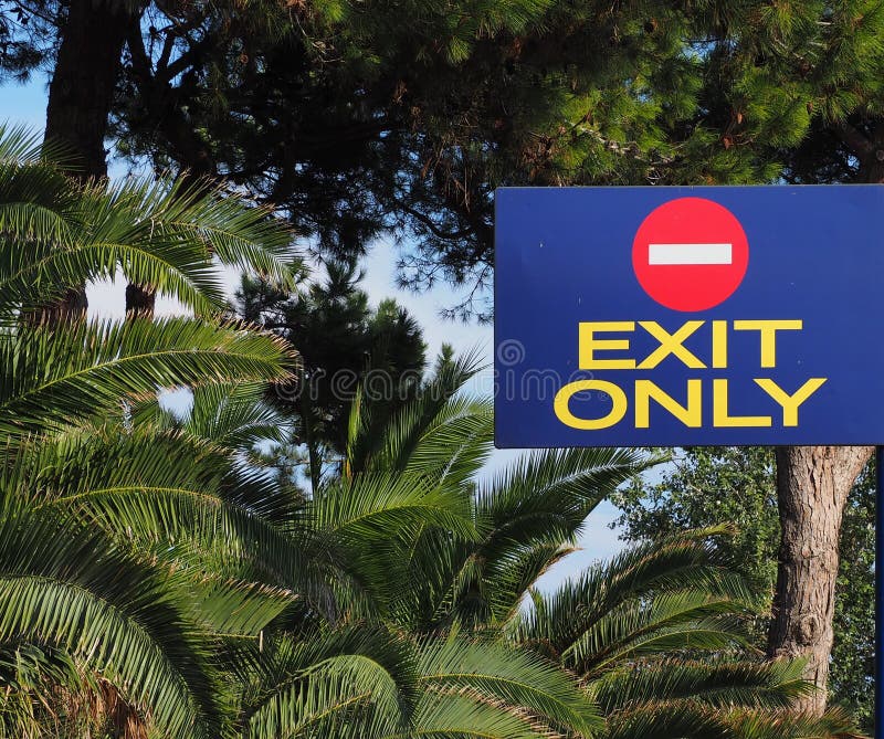 Exit only, No Entry Traffic Sign, on Blue Signboard with the Text in ...