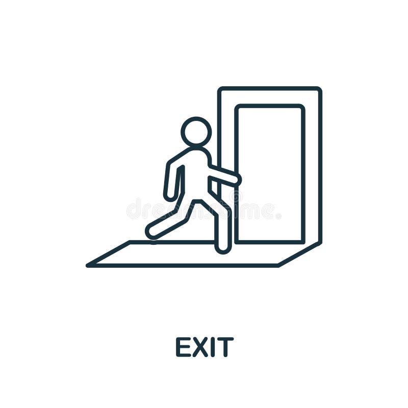 Exit Outline Icon. Thin Line Concept Element from Fire Safety Icons ...