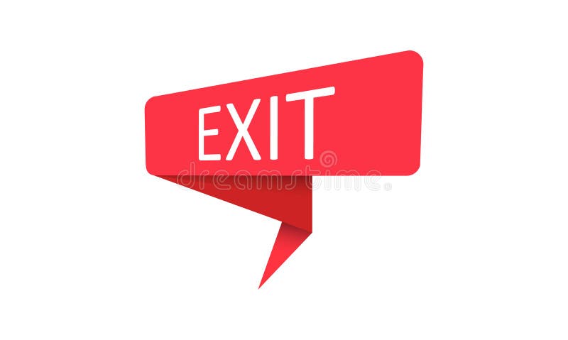Exit. a Red Banner, Pointer, Sticker, Label or Speech Bubble for Apps ...