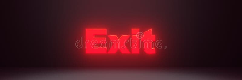 Exit Red Neon Lighting Text 3d Render, Lettering Banner Stock ...
