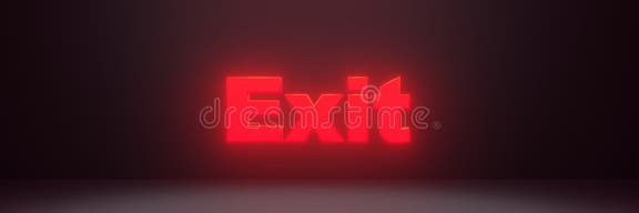 Exit Red Neon Lighting Text 3d Render, Lettering Banner Stock ...