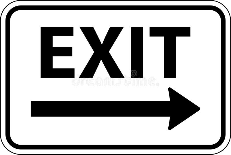 Exit Right Arrow Sign on White Background Stock Vector - Illustration ...