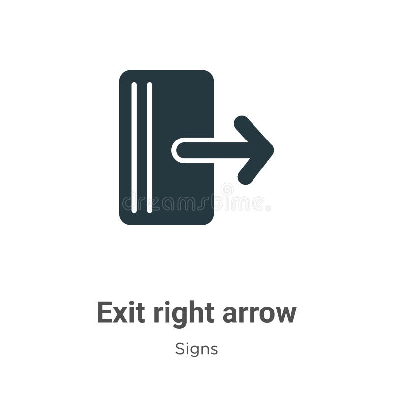 Exit Right Arrow Vector Icon on White Background. Flat Vector Exit ...