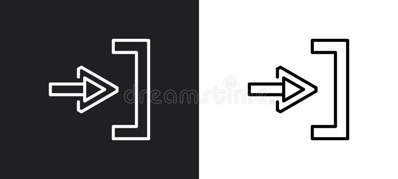 Exit Right Outline Icon in White and Black Colors. Exit Right Flat ...