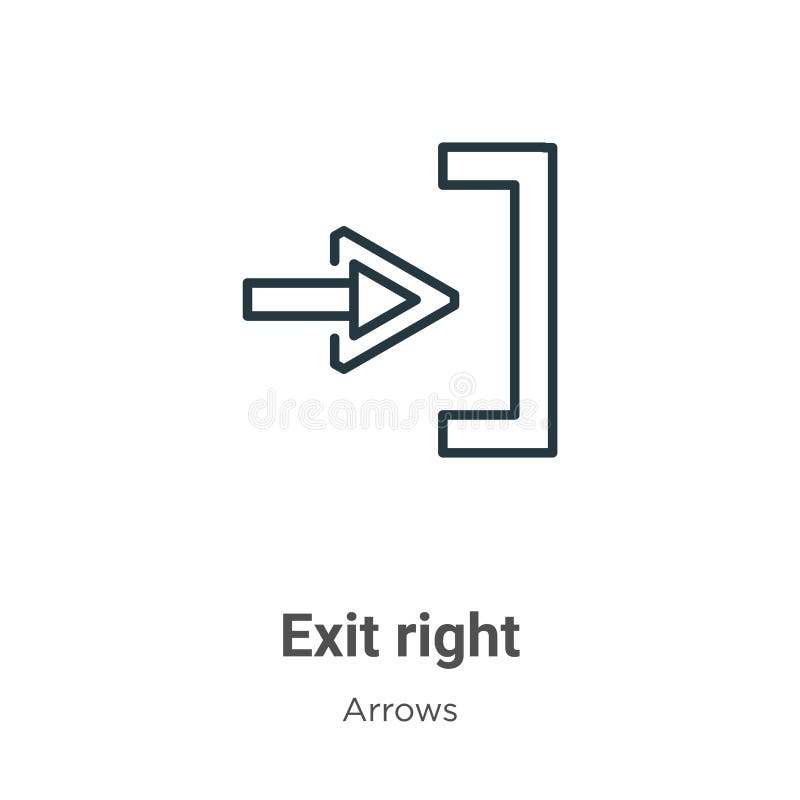 Exit Right Outline Vector Icon. Thin Line Black Exit Right Icon, Flat ...