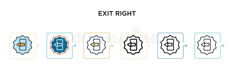 Exit Right Vector Icon in 6 Different Modern Styles. Black, Two Colored ...