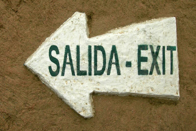 Exit Salida Signal Sign Arrow Bilingual Stock Photo - Image of salida ...