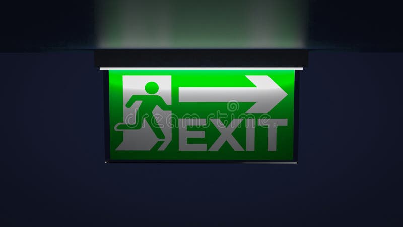 The Exit Sign for Background Concept 3d Rendering Stock Illustration ...