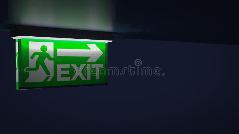 The Exit Sign for Background Concept 3d Rendering Stock Illustration ...