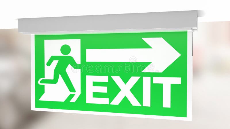 The Exit Sign for Background Concept 3d Rendering Stock Illustration ...