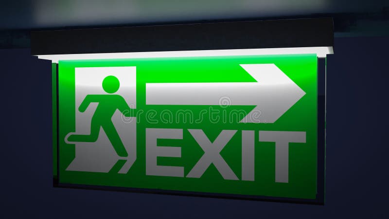 The Exit Sign for Background Concept 3d Rendering Stock Illustration ...