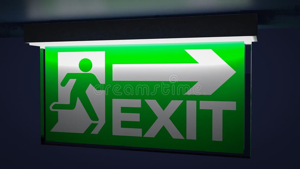 The Exit Sign for Background Concept 3d Rendering Stock Illustration ...