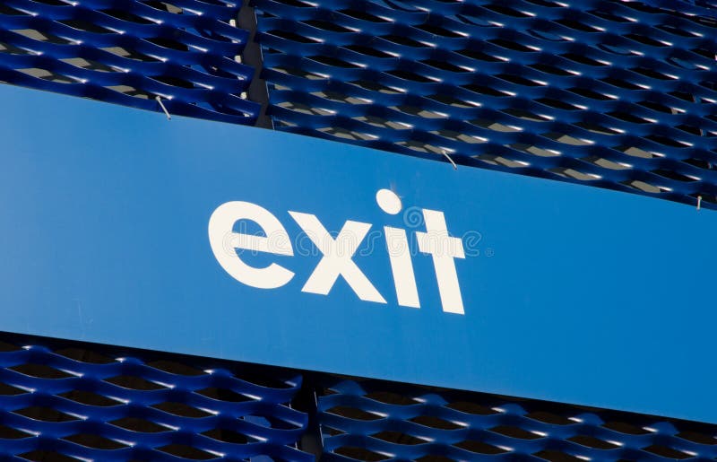 Exit Sign on Blue Background Stock Image - Image of exit, direction ...