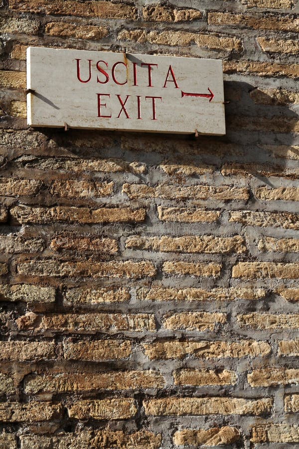 Exit sign in Italian stock image. Image of conclude - 123674129
