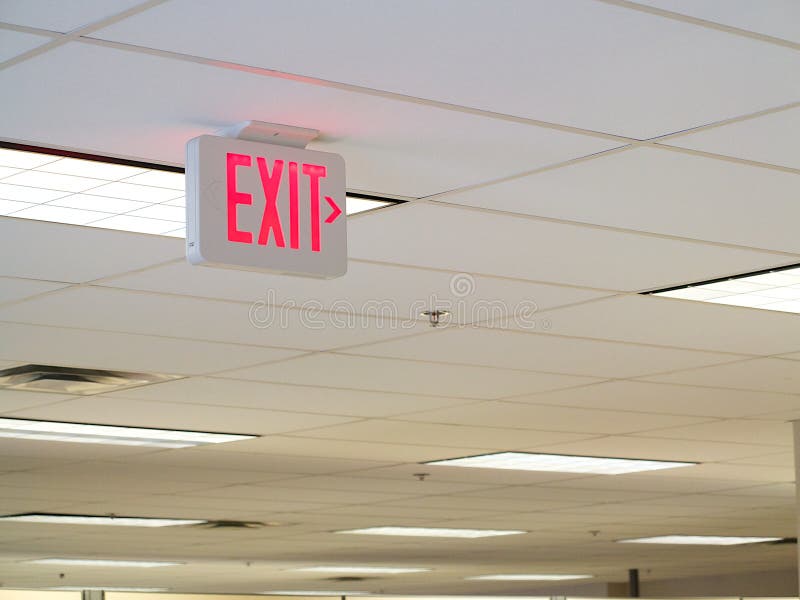 Exit Sign On Ceiling Royalty Free Stock Image - Image: 36300606