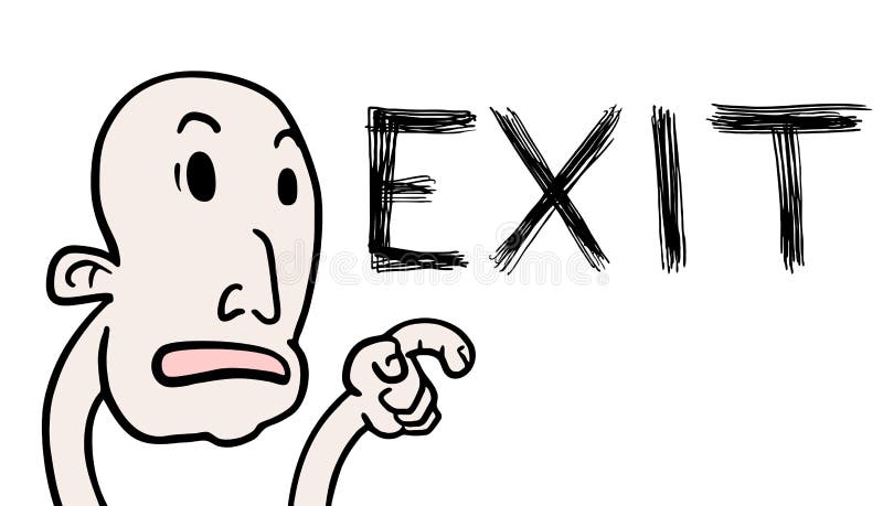 Comic cartoon exit sign stock illustration. Illustration of happy ...